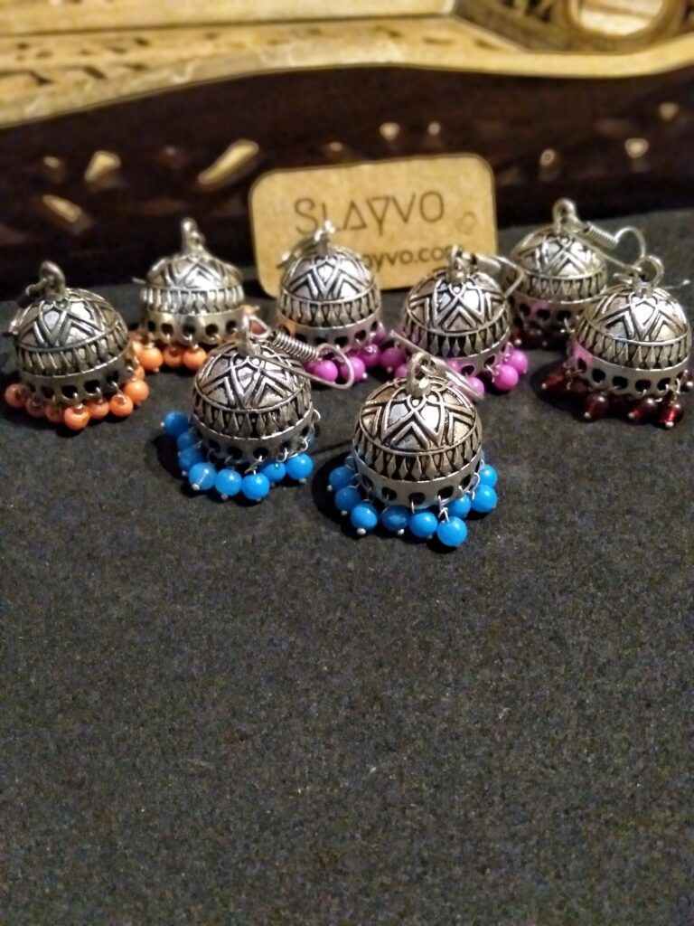 Indian Silver Carve Jhumkay (Triangle Pattern) – Slayvo